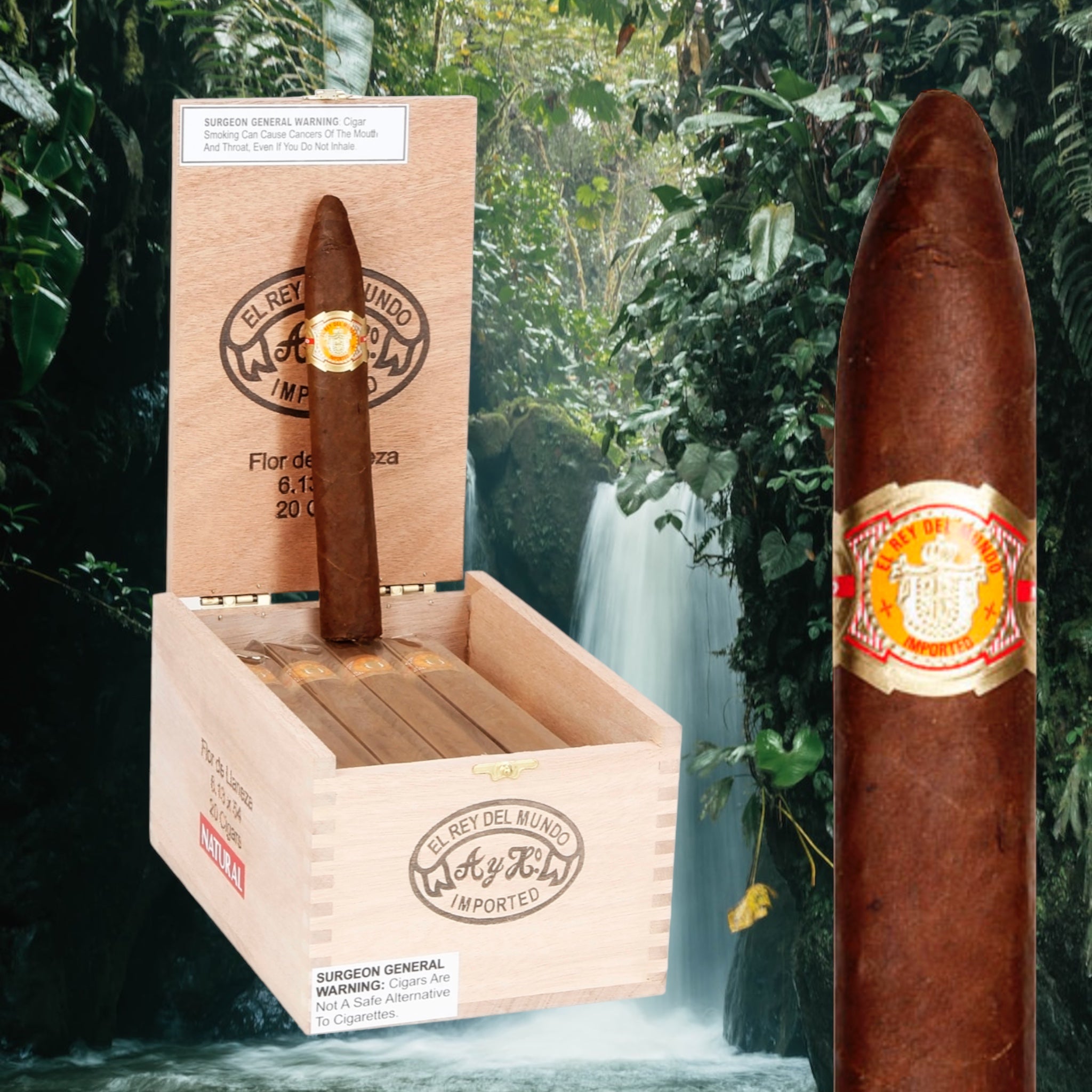 El Rey del Mundo Natural Flor de Llaneza Pyramid 6"1/8 * 54 ...